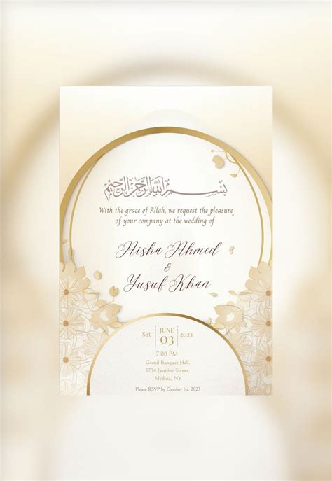 Muslim Wedding Invitation Template Nikkah Shaadi Canva Desi
