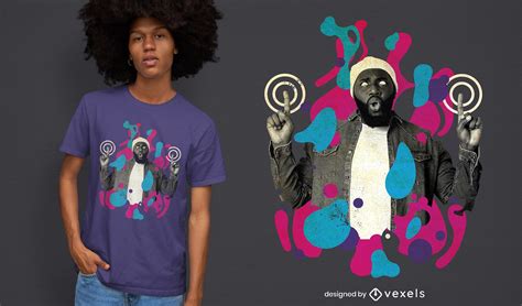 Plantilla PSD Editable De Hombre Con Camiseta De Formas Coloridas Psd