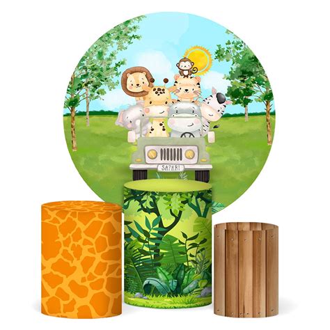 Kit Painel Redondo 3 Capas Cilindro Safári em Tecido Pistache Decor