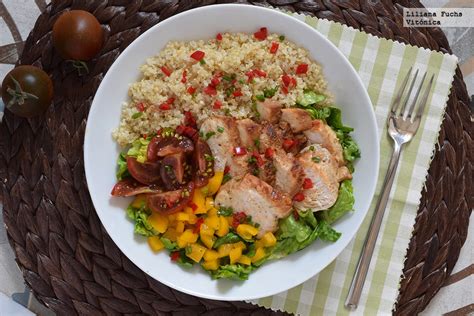 Ensalada De Pollo Quinoa Y Cogollos Receta Saludable
