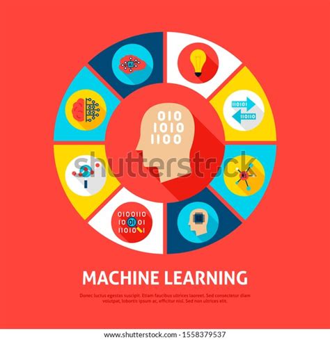Machine Learning Concept Icons Vector Illustration Stock Vector
