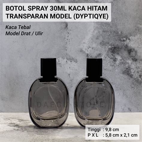 Jual Botol Parfum 30ml Spray Kaca Tebal Hitam Transparan Oval Refill