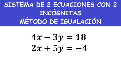 Sistema de 2 ecuaciones Método de igualación YouTube