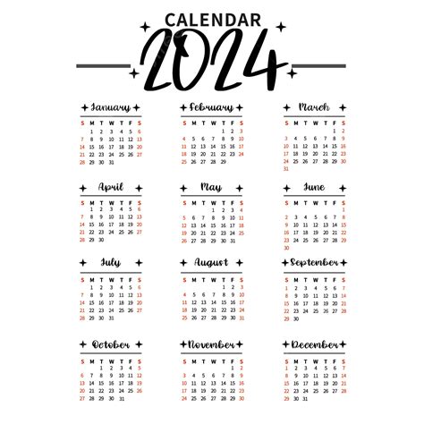 Calendario Estrellas Negras Estilo Simple Vector Png Dibujos The Best