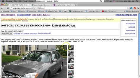 Craigslist Sarasota Florida Used Cars Trucks And Vans For Sale By