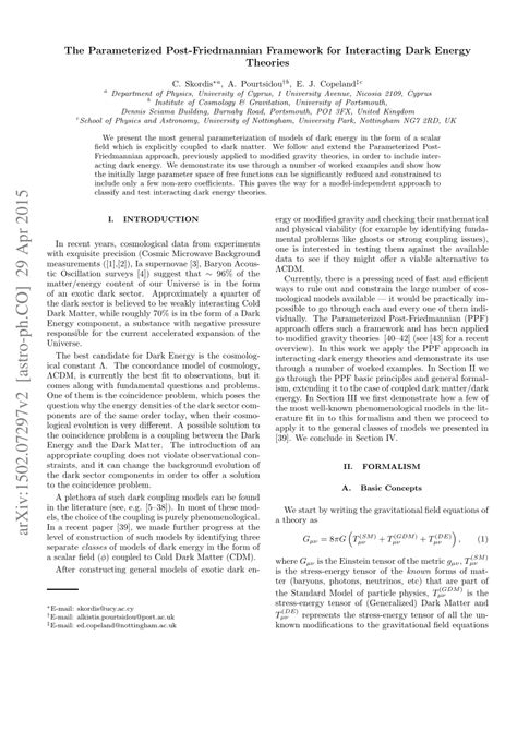 pdf the parameterized post friedmannian framework for interacting dark energy theories