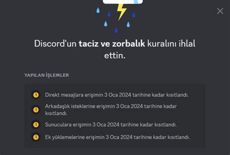 Discord bir yerde ayrı diğer yerde ayrı süre ban yediğimi söylüyor