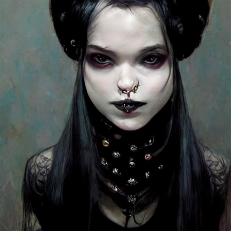 Goth Girl With Full Percing On The Face Midjourney
