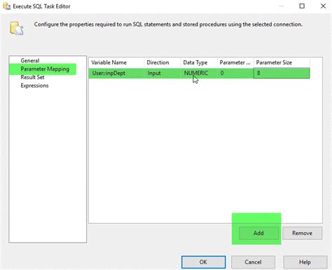 microsoft business intelligence data tools ssis object types variable in execute sql task