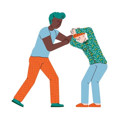 Niño golpeando a otro niño Ilustración sobre acoso escolar Vector