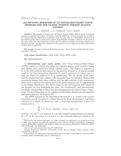 pdf asymptotic behavior of an initial boundary value problem for the vlasov poisson fokker