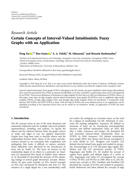pdf certain concepts of interval valued intuitionistic fuzzy graphs with an application