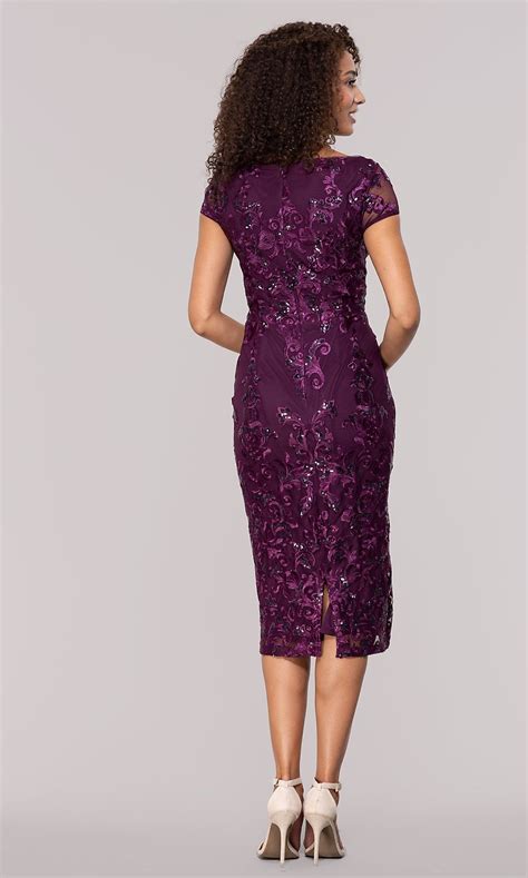 Knee Length Wedding Guest Dress In Eggplant Purple In 2020 Purple