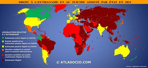 Carte du monde droit à l euthanasie et au suicide assisté Atlasocio