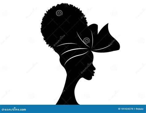 Portrait Beautiful African Woman In Traditional Turban And Afro Frizzy