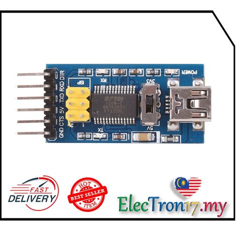 Ftdi Ft232r Usb Ttl Serial Adapter Converter Breakout Module Programmer Shopee Malaysia