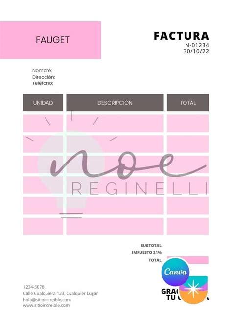 Plantillas De Facturas Gratis En Canva