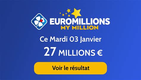 Résultat Euromillions FDJ Le tirage du mardi 3 janvier 2023