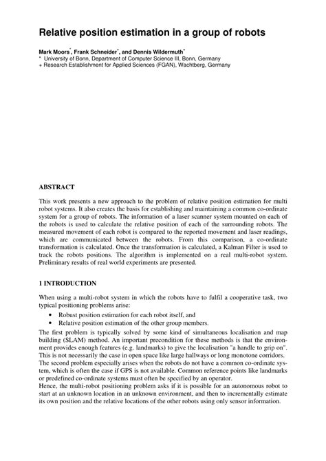 pdf relative position estimation in a group of robots
