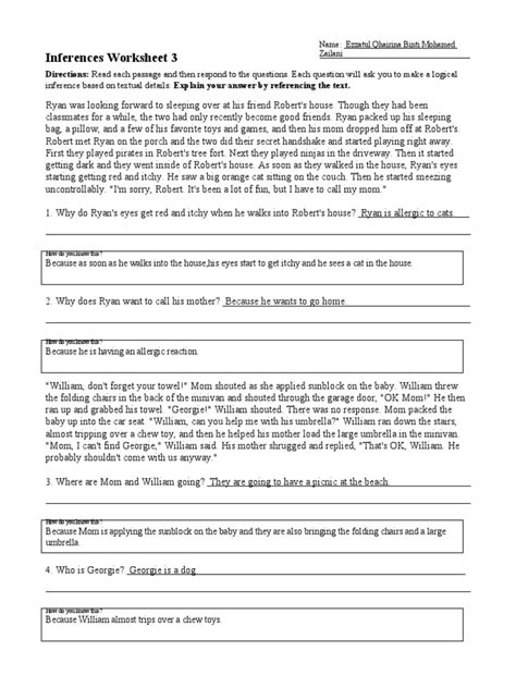 Inferences Worksheet 3 Answers PDF Worksheets Library