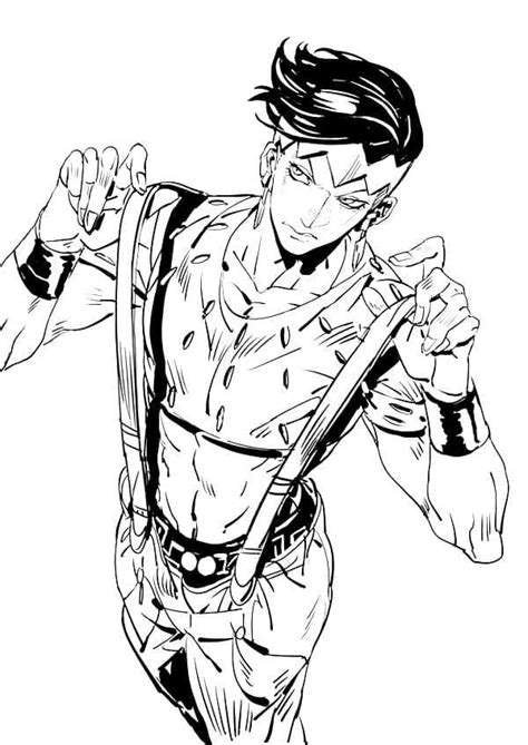 Rohan Kishibe from Jojos Bizarre Adventure Färbung Seite Kostenlose