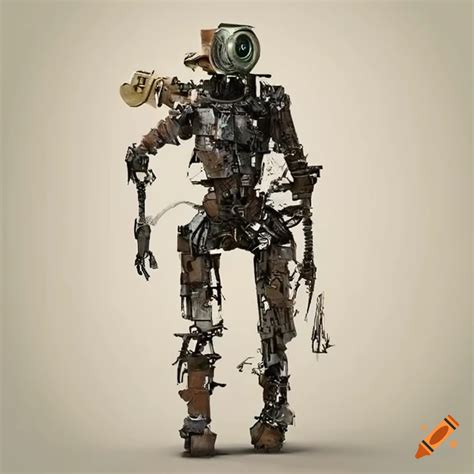 Scrap Humanoid Robot In Post Apocalyptic Setting On Craiyon