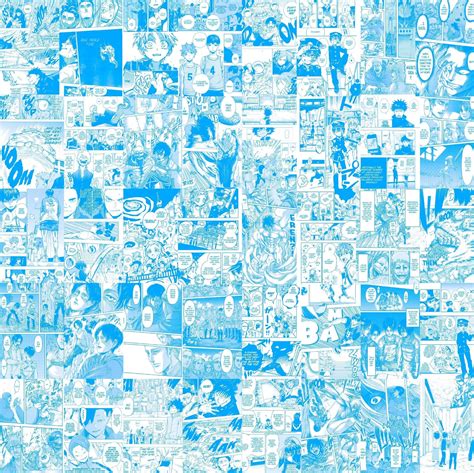 144 PCS Blue Manga Panel Wall Collage Aesthetic Anime Manga Etsy