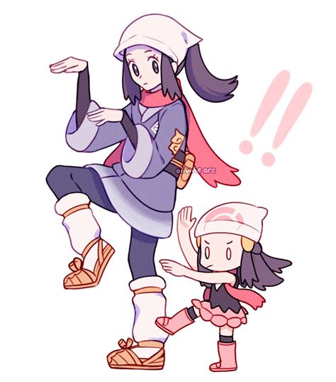 Safebooru 2girls Artist Name Beanie Black Hair Boots Chibi Hikari Pokemon Female