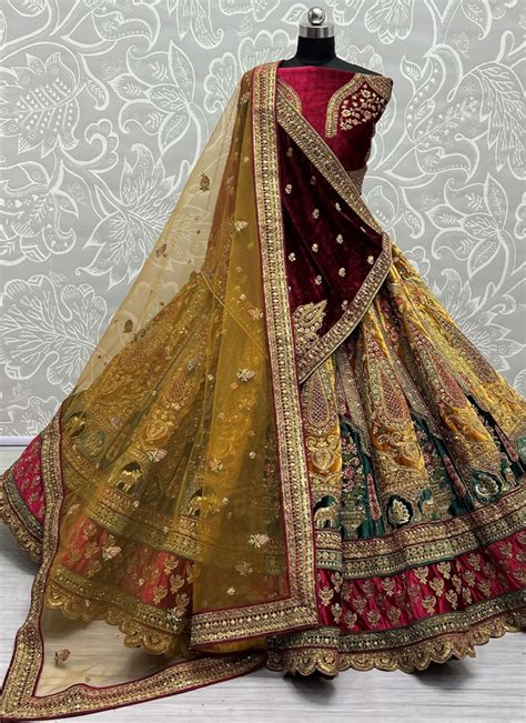Velvet Multi Colour Thread Designer Lehenga Choli