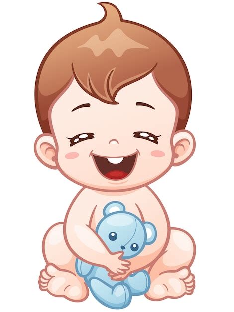 Bebê bonito dos desenhos animados feliz Vetor Premium