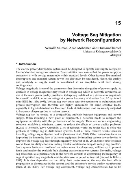 pdf voltage sag mitigation by network reconfiguration