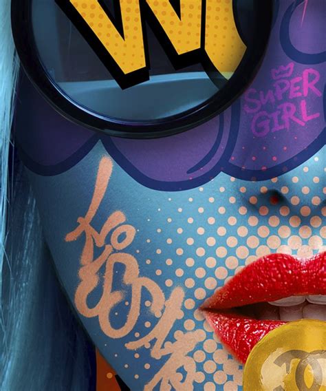 Tableau déco pop art femme sucette chanel wow Tableau Deco