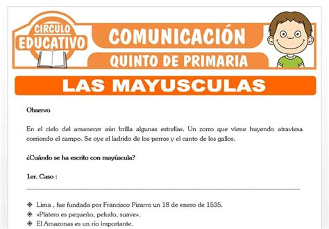 Uso De Las May Sculas Para Cuarto Grado De Primaria Web Del Docente
