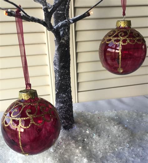 Hand Painted Christmas Bauble Embellished Hand Painted Tree Etsy