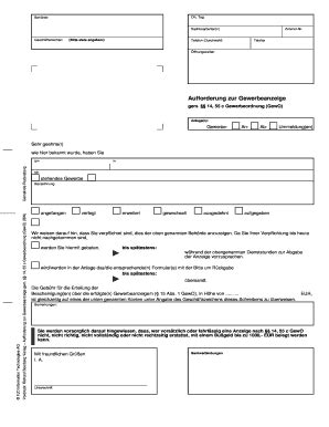 Fillable Online Xaniaformularserver Aufforderung Zur Gewerbeanzeige