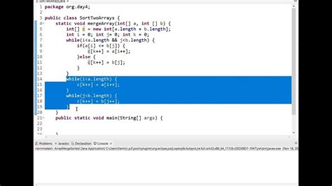 merging two sorted and unsorted arrays youtube