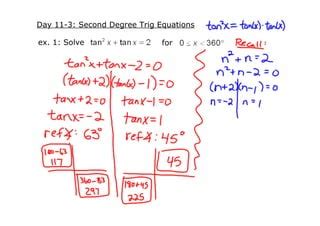 Lsn 11 3 Solving Second Degree Trig Equations PPT