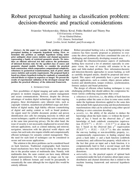 pdf robust perceptual hashing as classification problem decision theoretic and practical