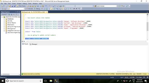 How To Generate Serial Number And Update The Table Using Sql Server Youtube