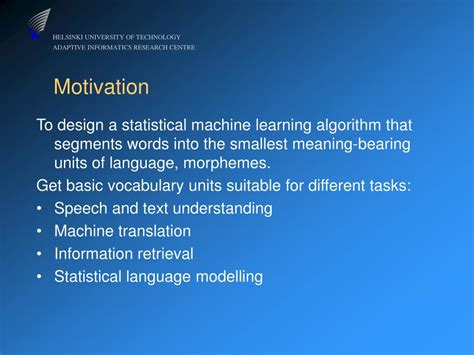 ppt unsupervised segmentation of words into morphemes morpho challenge workshop 2006