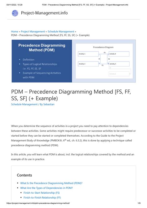 3 1 PDM Precedence Diagramming Method FS FF SS SF Example