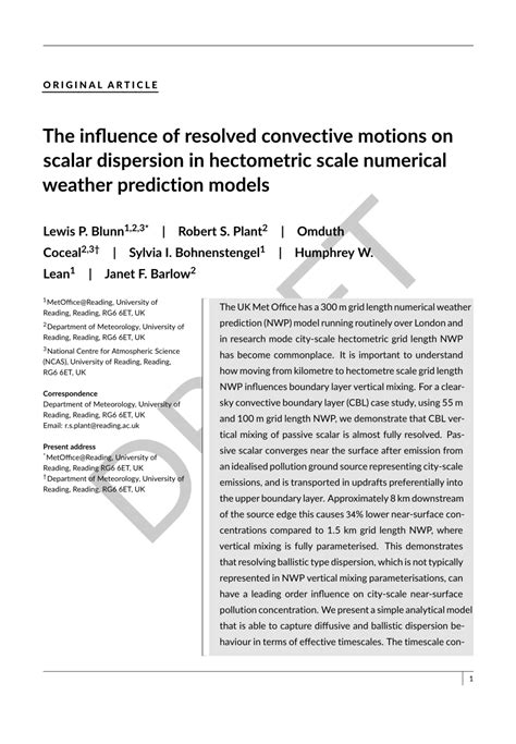pdf the influence of resolved convective motions on scalar dispersion in hectometric scale