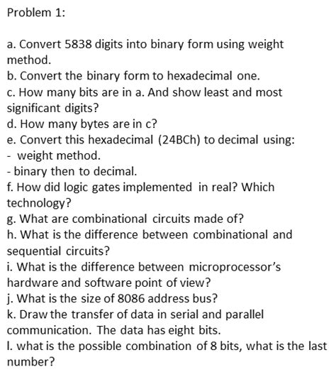 solved problem 1 a convert 5838 digits into binary form