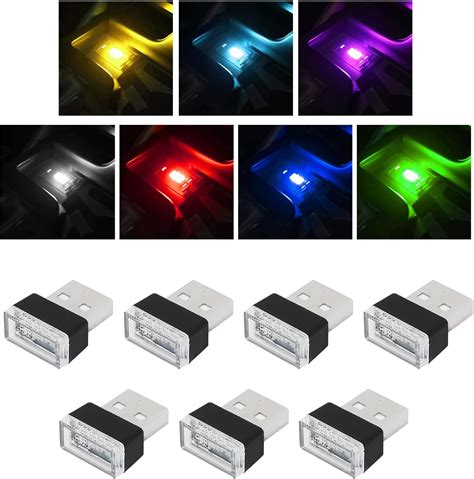 Amazon Suvnie 7 PCS USB LED Car Interior Atmosphere Lamp Mini