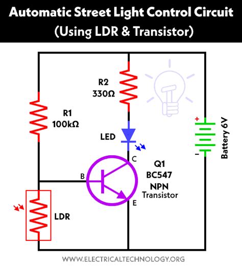 Automatic Street Light Control Circuit Using Ldr Transistor Light