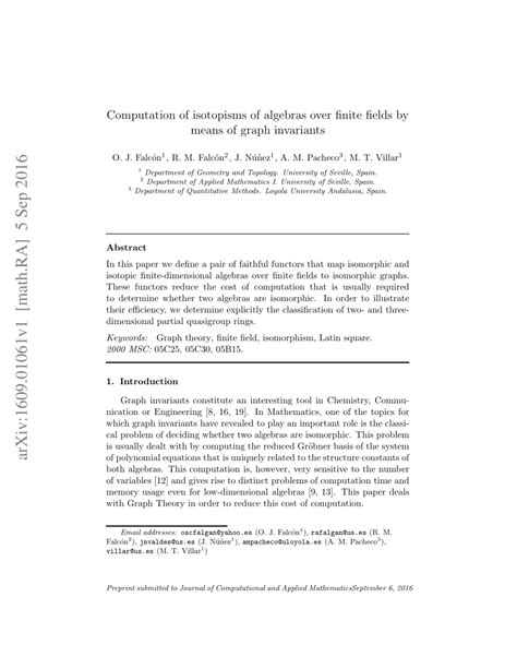 pdf computation of isotopisms of algebras over finite fields by means of graph invariants