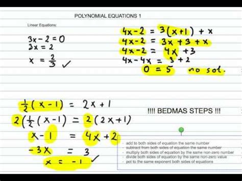 How To Solve Linear And Quadratic Polynomial Equations Part Youtube