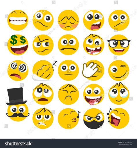 Set Emoticons Different Emotions Flat Design Stock Vector Royalty Free