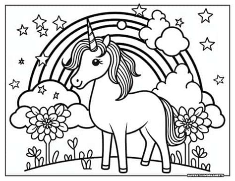 Unicorn With Rainbow Coloring Pages Shop Dakora Co