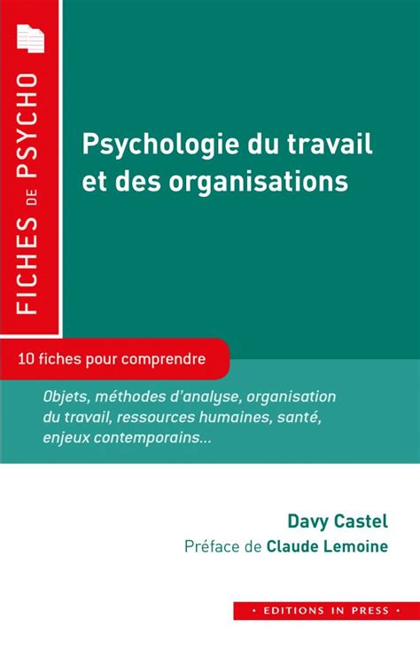 Psychologie Du Travail Et Des Organisations Ditions In Press